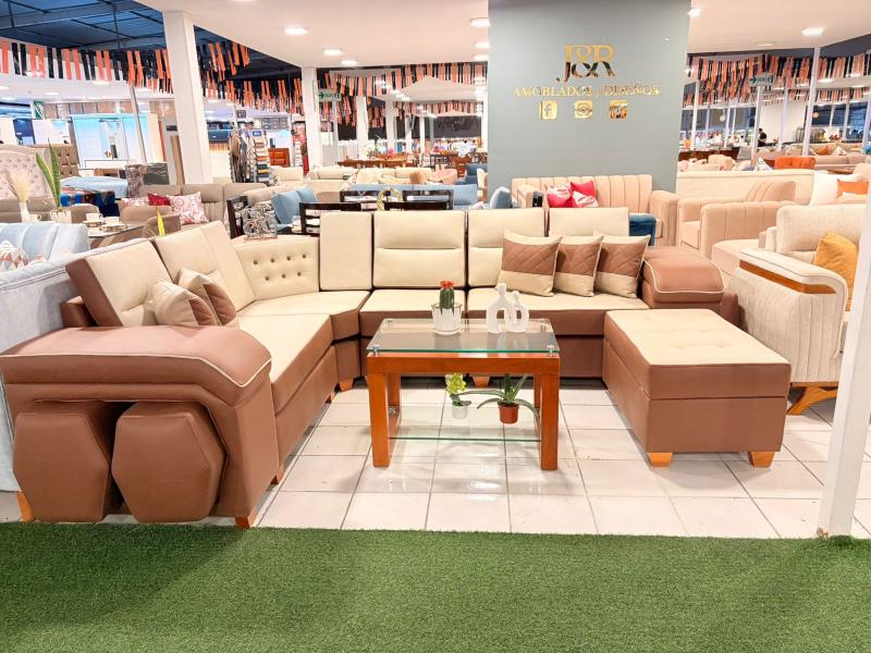 Juego De Sala Seccional Rombo Color Marrón Ladrillo – C.C. Mundo Muebles