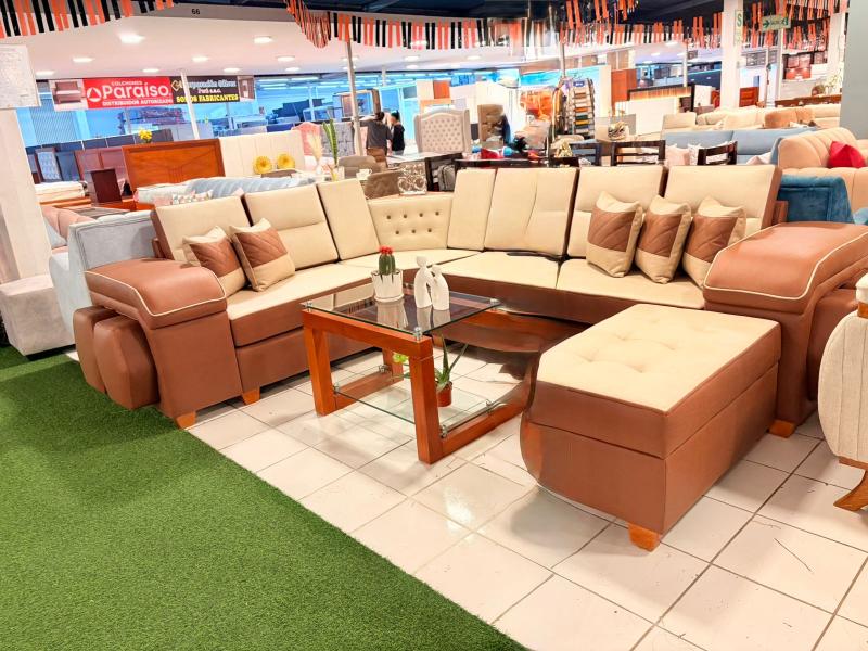 Juego De Sala Seccional Rombo Color Marrón Ladrillo – C.C. Mundo Muebles